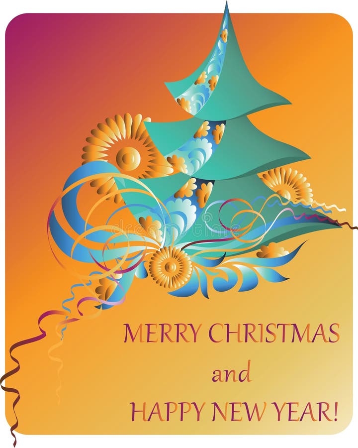 Christmas Tree with Decorative Insert. Stock Vector - Illustration of ...