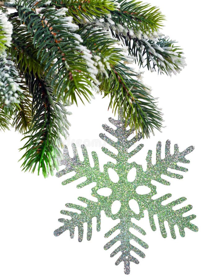 Christmas Tree and Decorative Snowflake Stock Image - Image of season ...