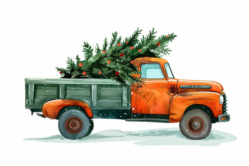 Christmas Tree Delivery Scene Generative AI Stock Illustration ...