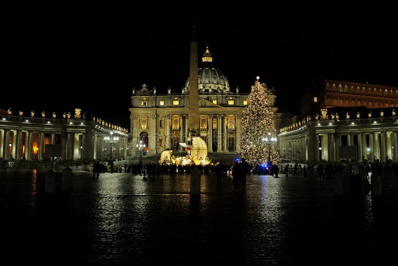 Christmas Tree and Den in Front of St. Peter`s Cathedral in the ...