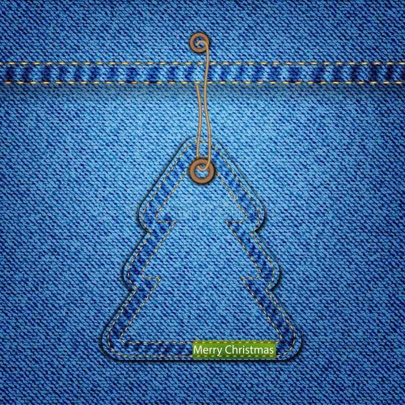 Christmas Tree On The Denim Texture Stock Vector - Illustration of blue ...