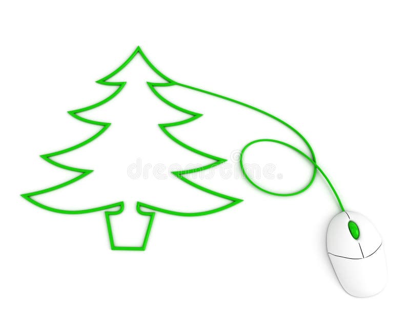 Christmas Tree Depicted with Computer Mouse Cable Stock Illustration ...