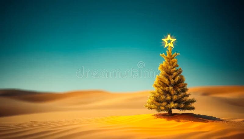 A Christmas Tree is in the Desert Stock Photo - Image of ball, desert ...