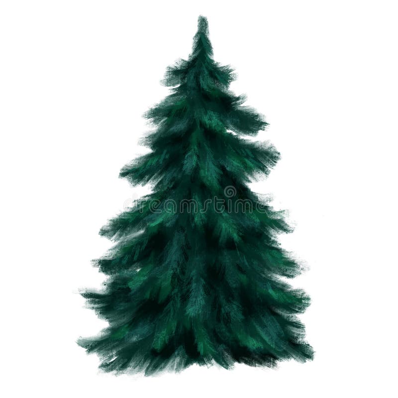 Christmas Tree, Digital Painted Illustration for Design. Stock Image ...