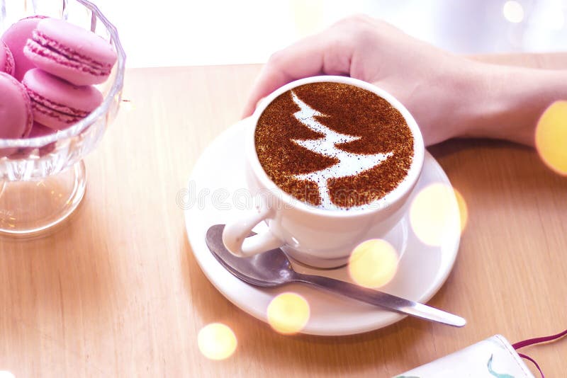 Christmas Tree ,drawing Coffee Cup Stock Image - Image of relax, aroma ...