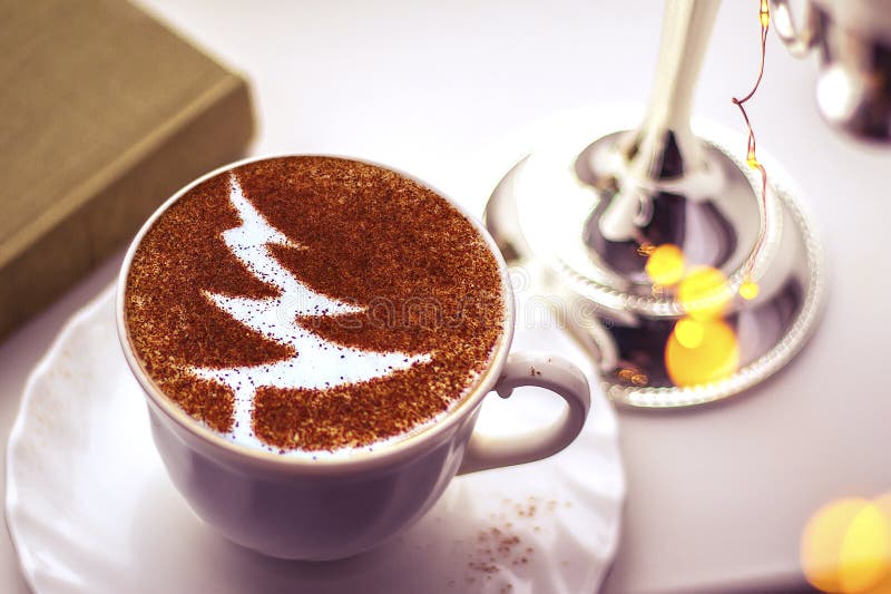 Christmas Tree ,drawing Coffee Cup Stock Image - Image of holiday ...
