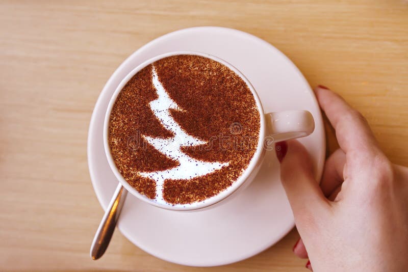 Christmas Tree ,drawing Coffee Cup Stock Photo - Image of tree ...