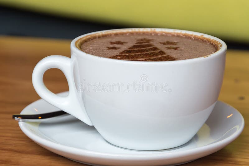 Christmas Tree, Drawing on Latte Art Coffee Cup Stock Photo - Image of ...