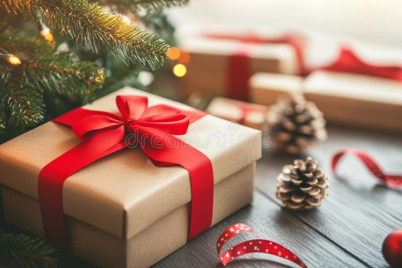 The Christmas Tree is Embellished with an Array of Gifts, Featuring a ...