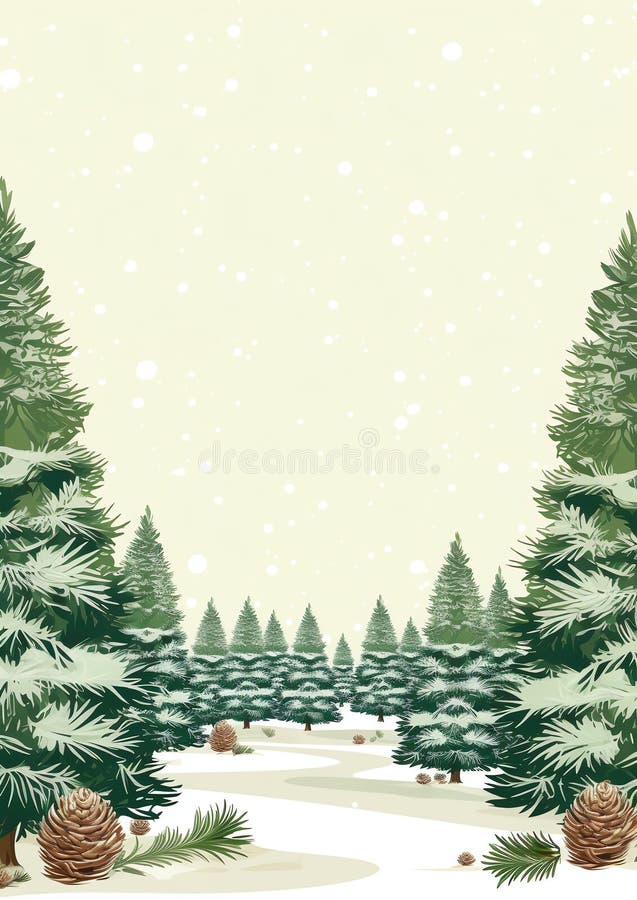 Christmas Tree Farm Watercolor Winter Border Stock Illustration ...