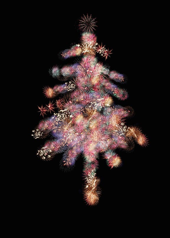 Christmas Tree of Fireworks or Firecracker. Stock Photo - Image of ...