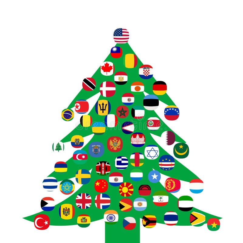 Christmas tree with flags stock illustration. Illustration of national ...