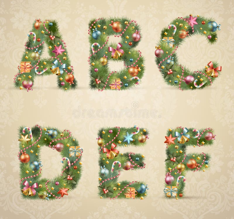 Christmas tree font stock vector. Illustration of detail - 22011205