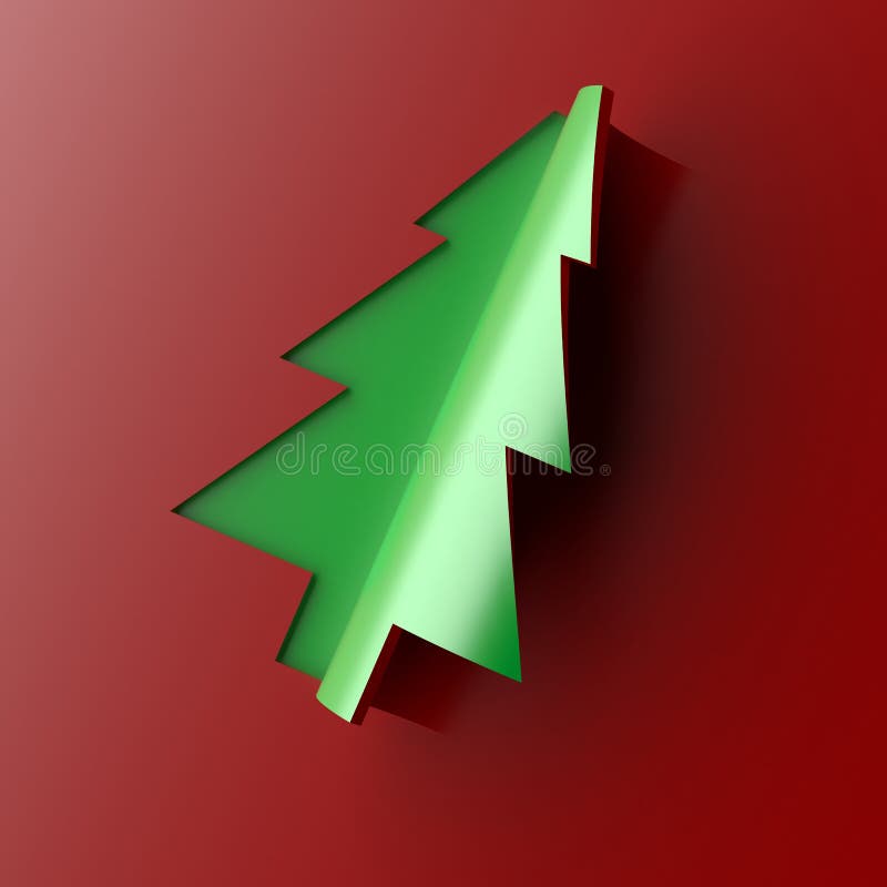 Christmas Tree Formed from Red Paper Stock Illustration - Illustration ...
