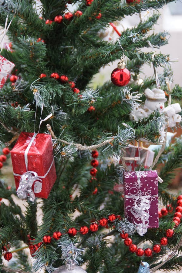 Christmas Tree - Front View Stock Photo - Image of green, decorated ...