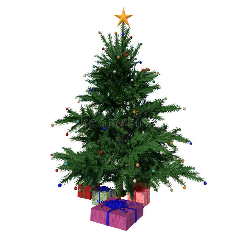 Christmas Tree 3- Front View White Background Alpha Png 3D Rendering ...