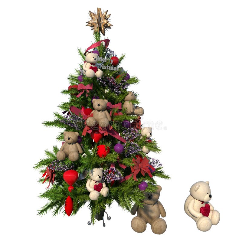 Christmas Tree 3- Front View White Background Alpha Png 3D Rendering ...