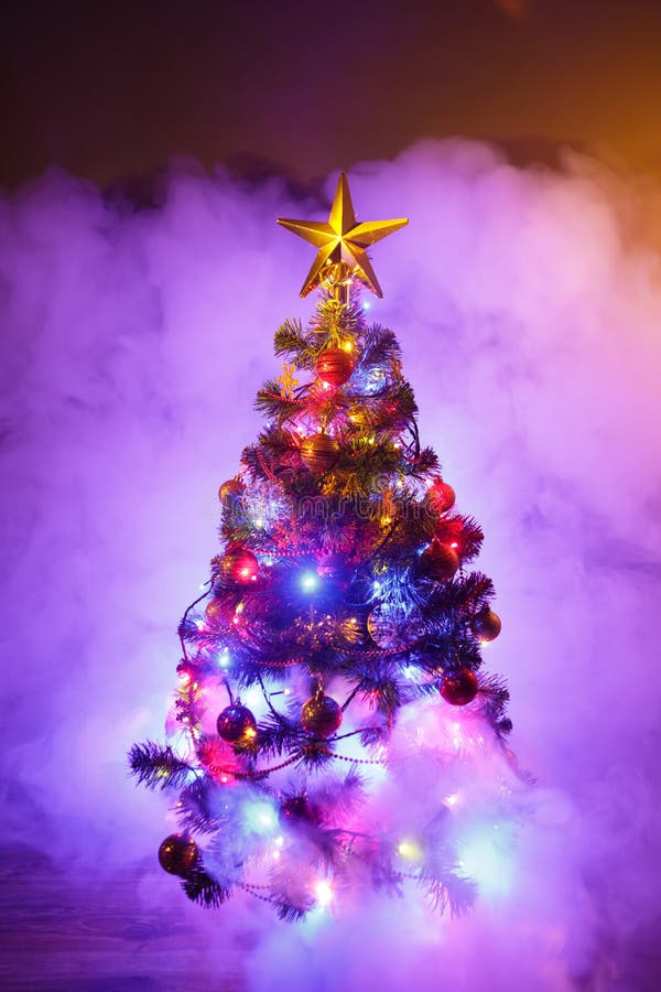 Christmas Tree in Frozen Mist Stock Image - Image of atmosphere, frozen ...