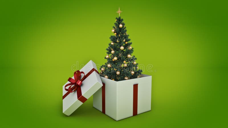 Christmas Tree. Gift Box Concept Stock Illustration - Illustration of ...