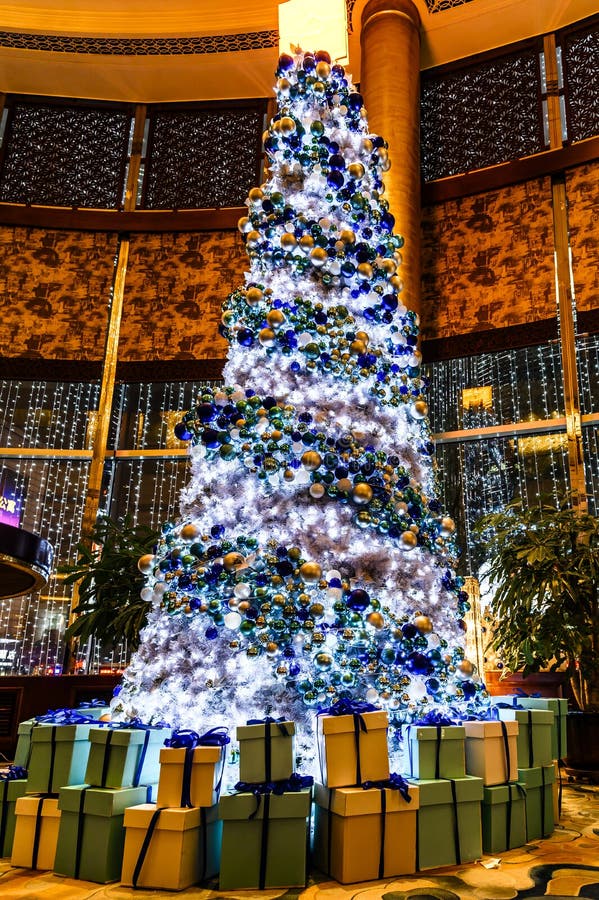 Christmas Tree and Gift Boxes in Christmas Stock Photo - Image of ...