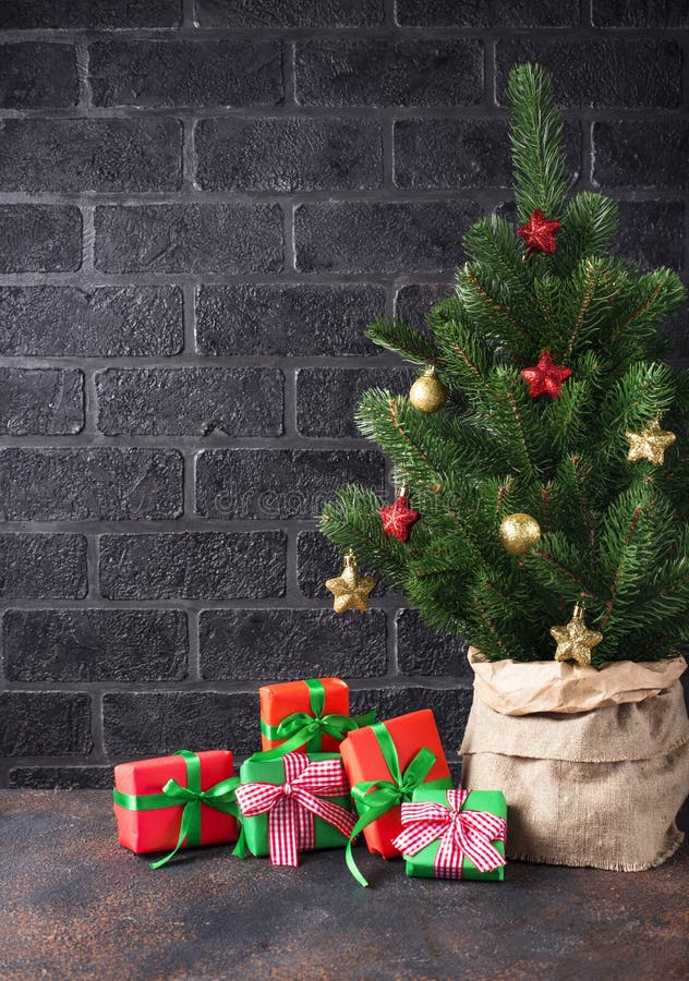 Christmas Tree with Gift Boxes Stock Photo - Image of festive, green ...