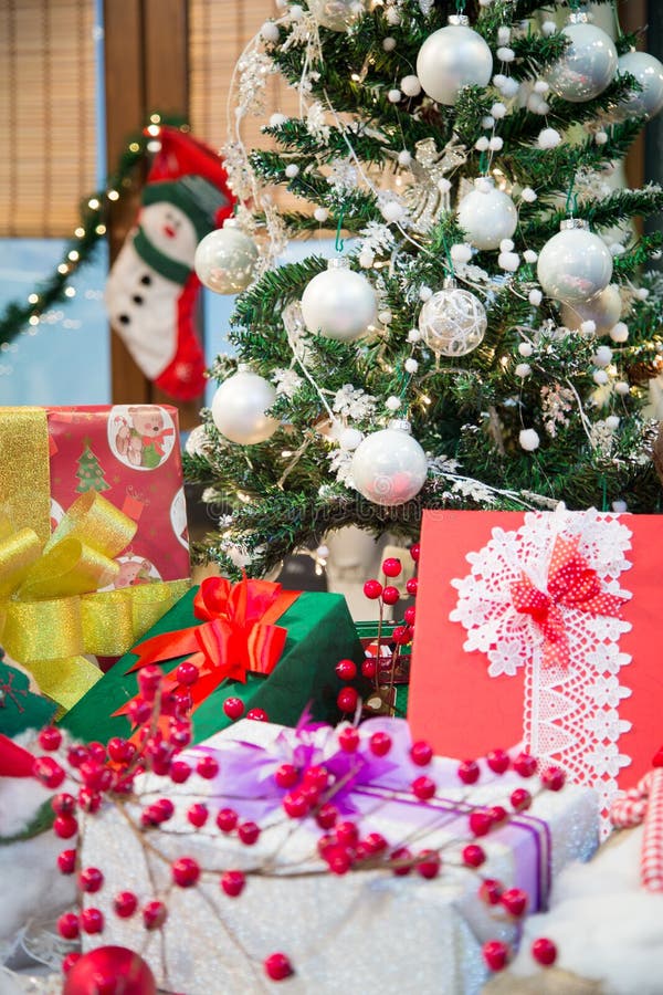 Christmas Tree and Gift Boxes. Stock Photo - Image of season, gift ...
