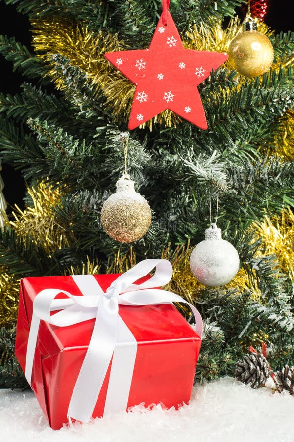 Christmas Tree and Gift Boxes Stock Photo - Image of holiday, shiny ...