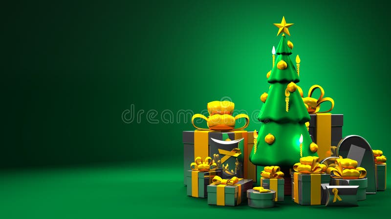 Christmas Tree and Gift Boxes on Text Space Stock Illustration ...