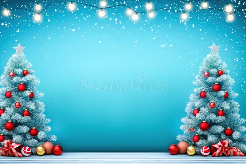Christmas Tree with Gifts on Blue Background, with Space for Text ...