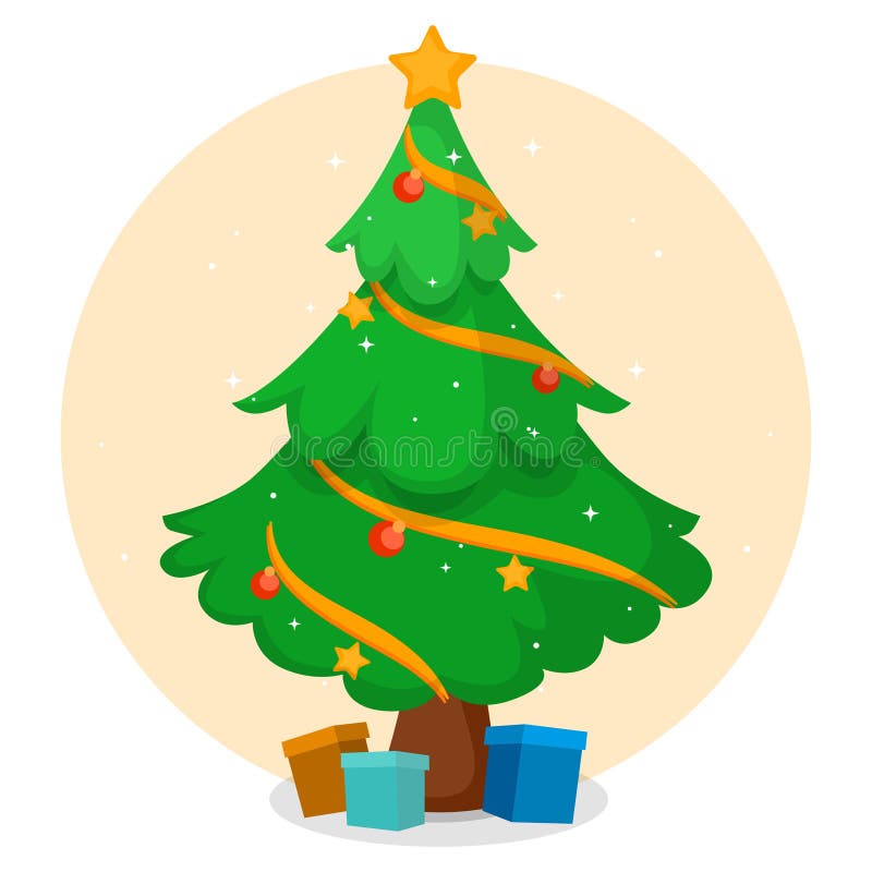Christmas Tree with Gifts Decoration Vector Editable Stock Vector ...
