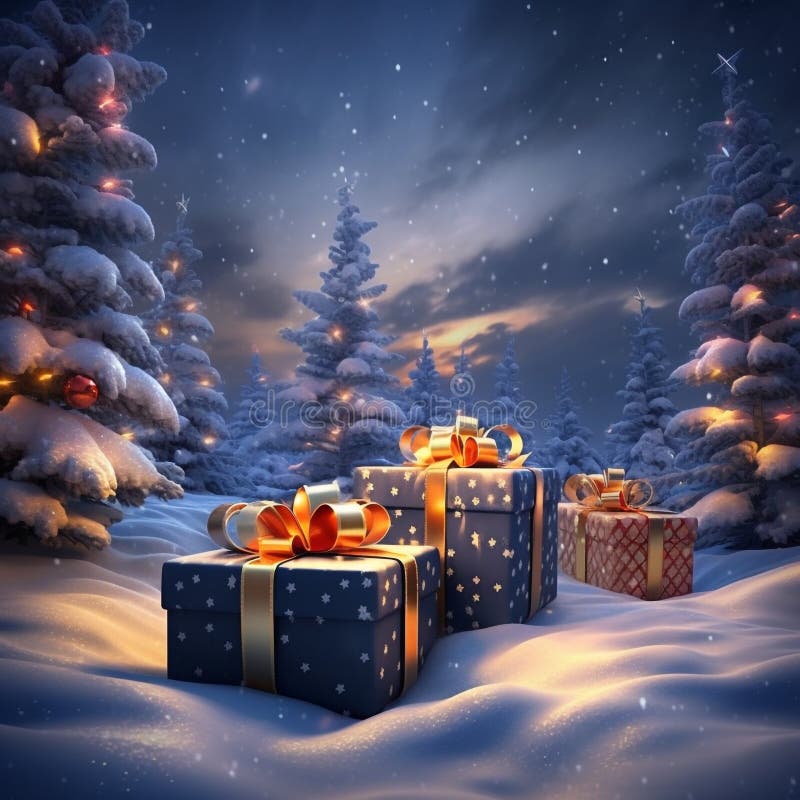 Christmas Tree with Gifts. Typical Christmas Party Scene Stock ...