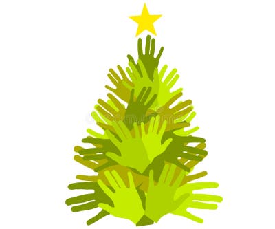 Christmas Tree Giving Hands Stock Illustration - Illustration of ...