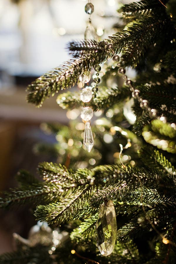 Christmas Tree with Glass Crystals Decorations Stock Image - Image of ...