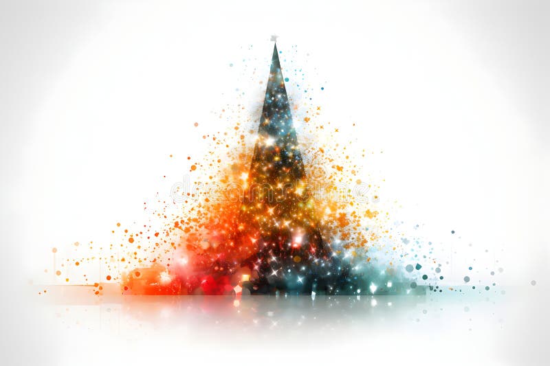 Christmas Tree Gold Green Splash White Background Stock Image - Image ...