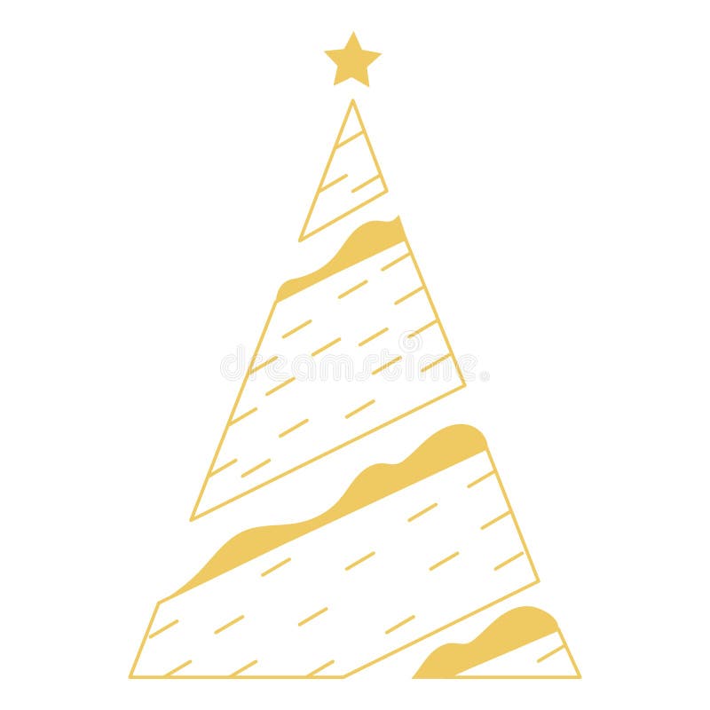 Christmas Tree Golden Decoration Stock Illustration - Illustration of ...