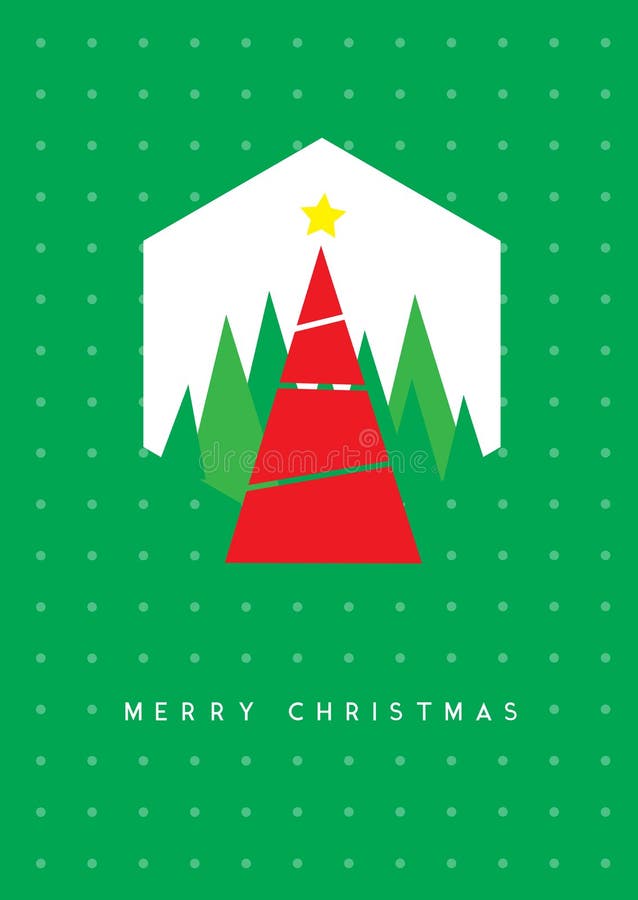 Christmas Tree Greeting Card Stock Illustration - Illustration of snow ...