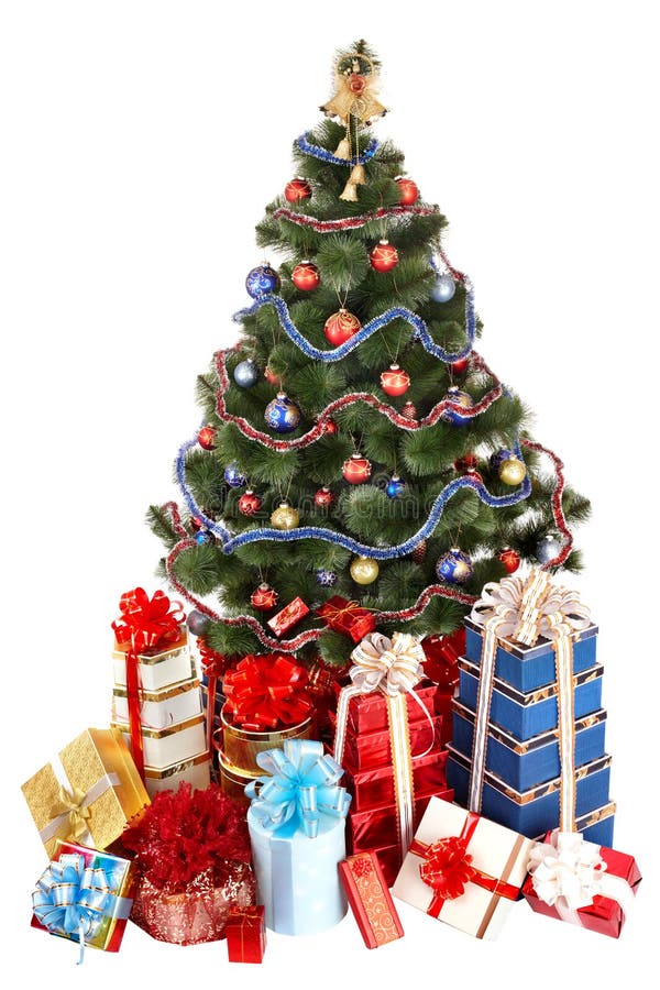 Christmas Tree and Group Gift Box. Stock Image - Image of sphere ...