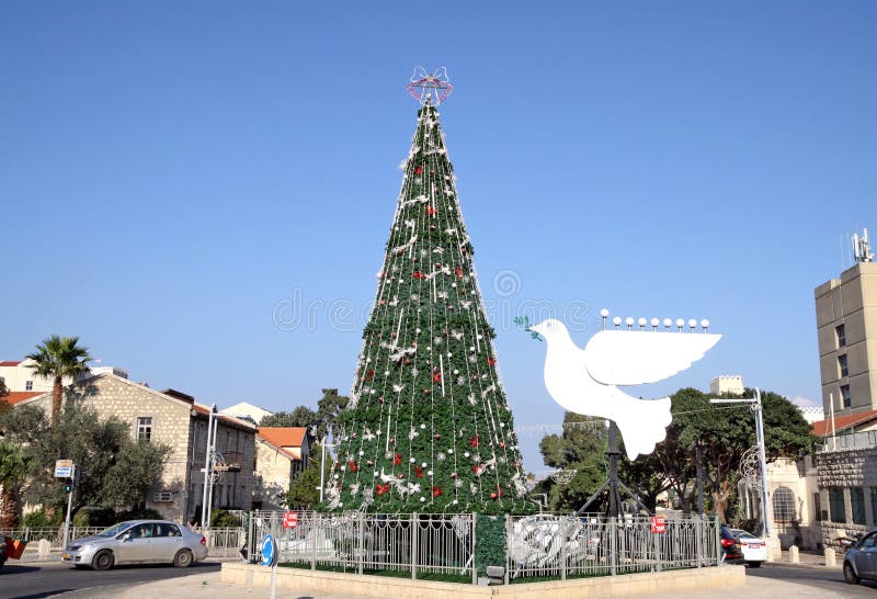 Christmas Tree in Haifa editorial photo. Image of tinsel - 64113211