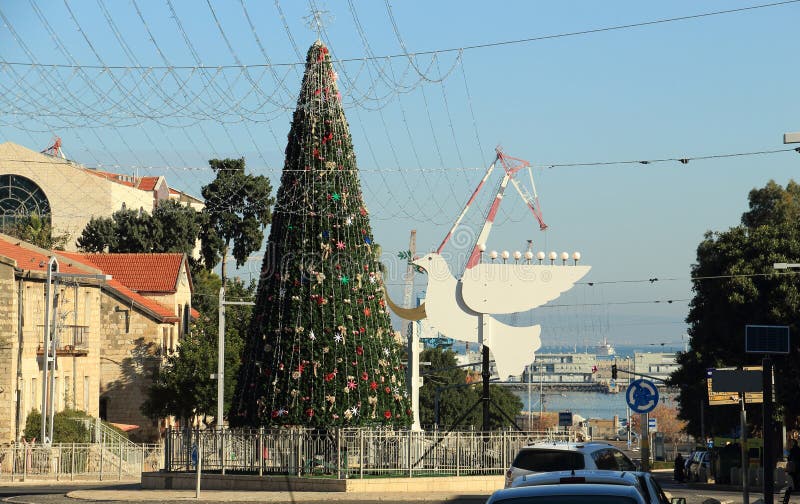 Christmas Tree in Haifa, Israel. January 1 2016 Editorial Image - Image ...