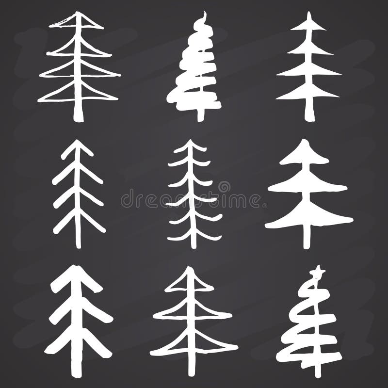 Christmas Tree Hand Drawn Set. Pine Trees Collection Vector ... Christmas Tree Hand Drawn Set. Pine Trees Collection Vector ...