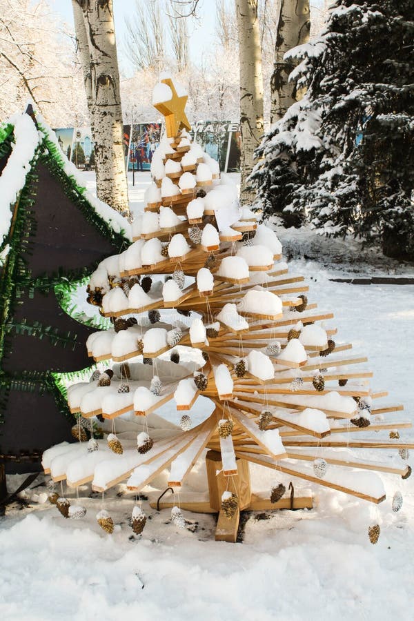 Christmas Tree. Handmade Tree Stock Photo - Image of handmade, yard ...