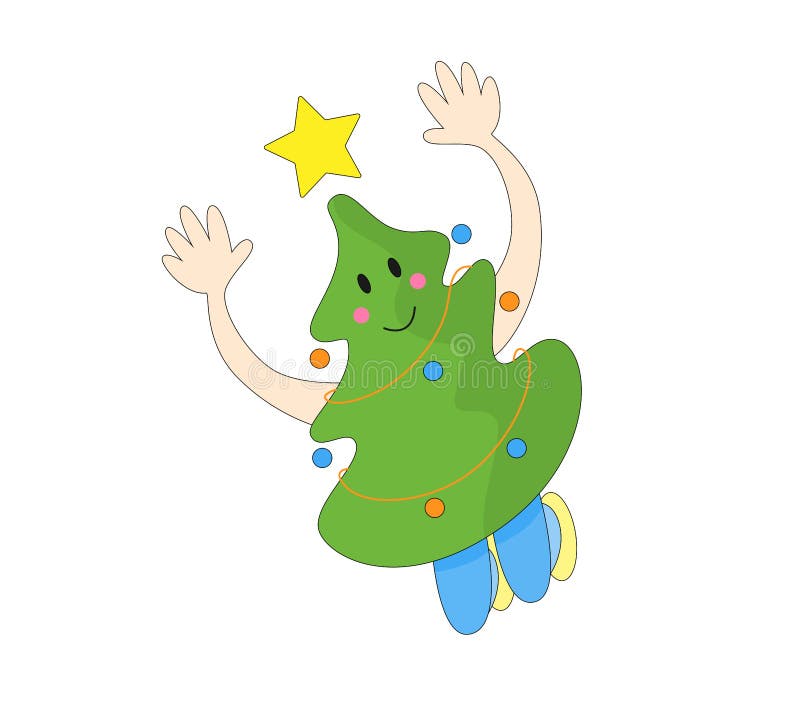 Christmas Tree is Happy and Jumping. Christmas Tree. Stock Vector ...