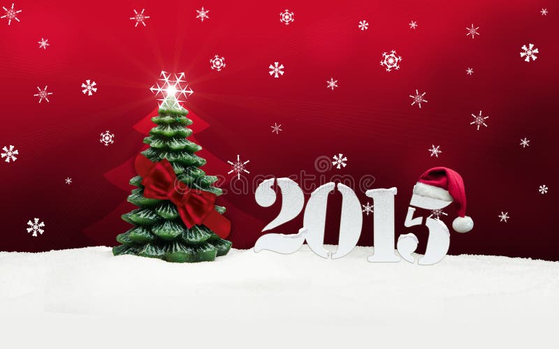 Christmas Tree Happy New Year 2015 Red Stock Illustration ...