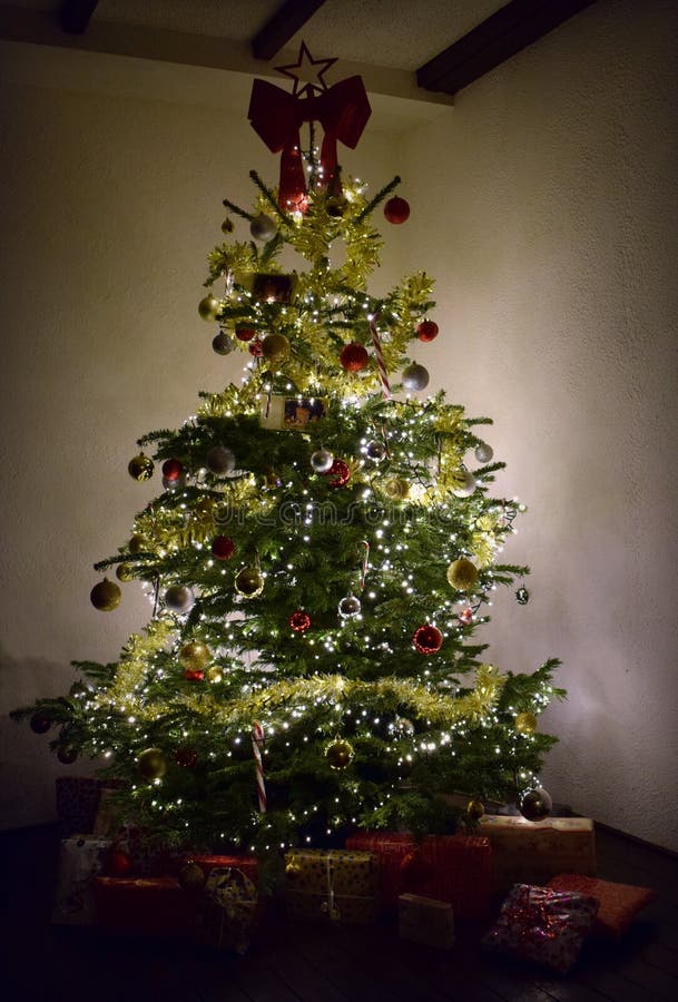 Christmas tree at home stock image. Image of nice, christmas - 135242977
