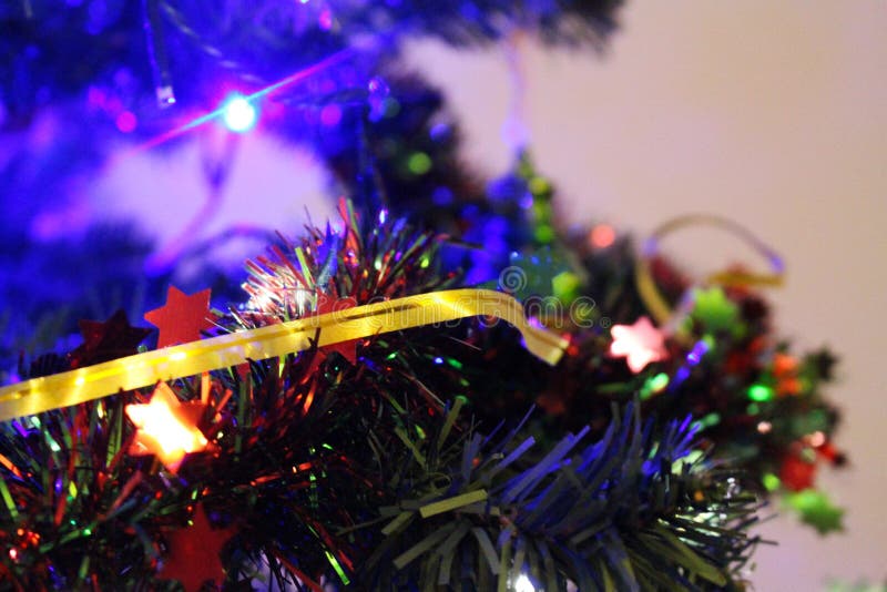 Christmas Tree at Home with Perfect View Stock Image - Image of blue ...