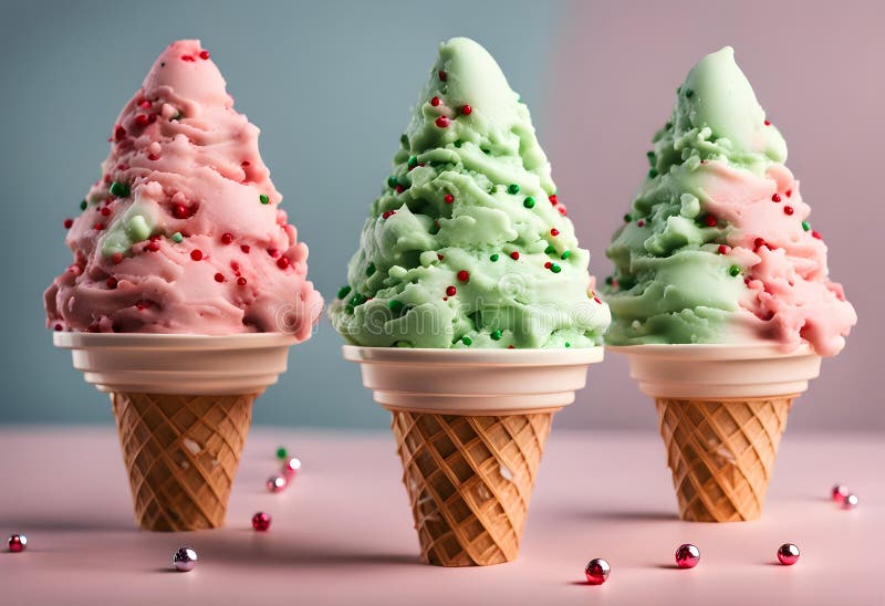 Christmas Tree Ice Cream. Winter Holiday Concept Stock Illustration ...
