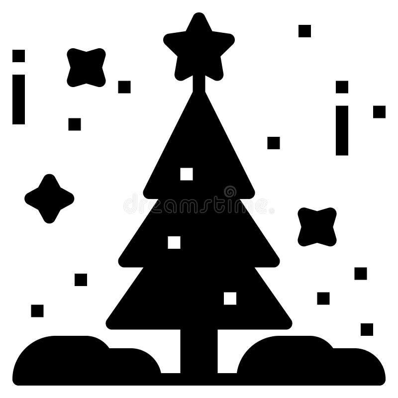 Christmas Tree Icon Solid Vector Stock Vector - Illustration of xmas, graphic: 261881188