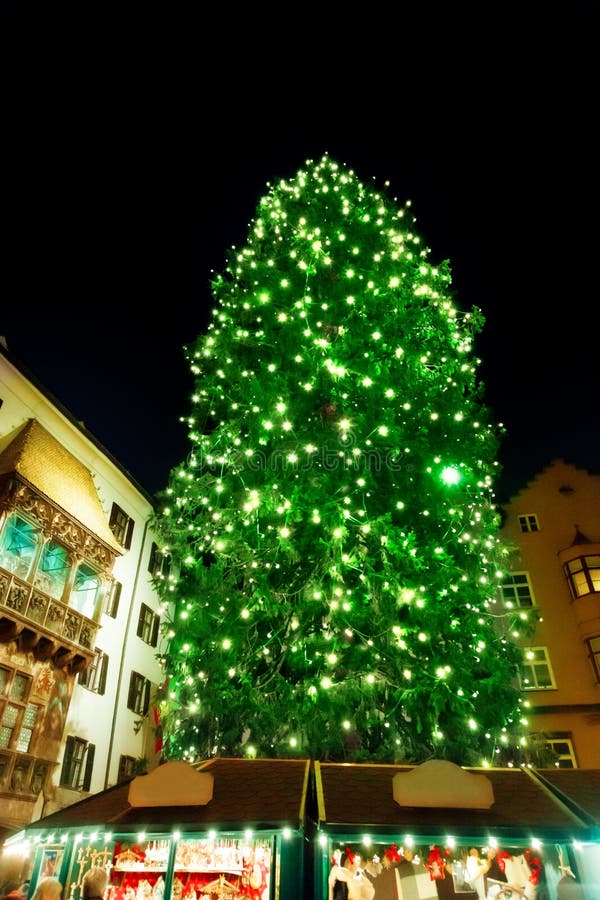 Christmas Tree in Innsbruck Stock Image - Image of color, illuminated ...
