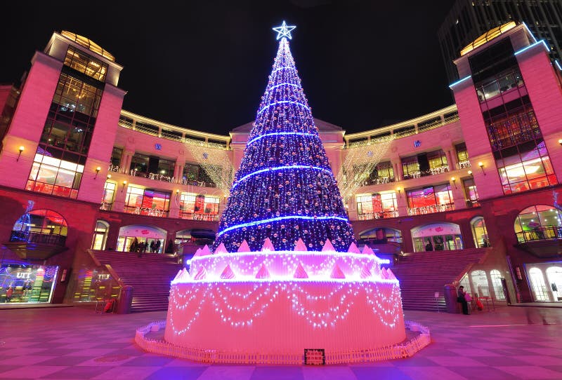 Christmas Tree, Inside View of Shopping Mall Editorial Photo - Image of ...