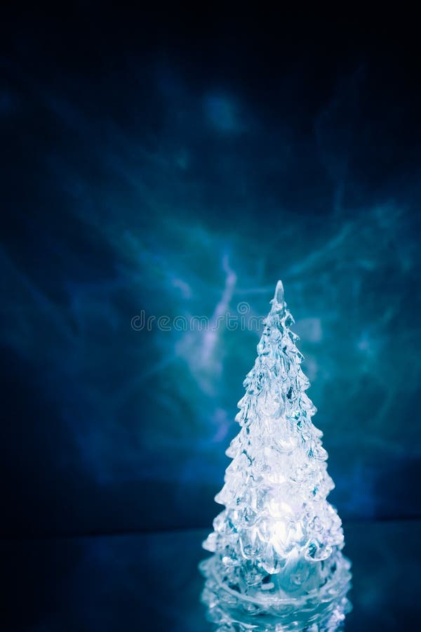 Christmas Tree Lamp Blue Light with Reflection Stock Image - Image of ...